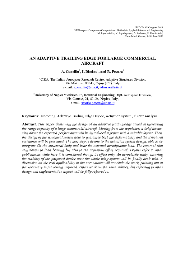 (PDF) An adaptive trailing edge for large commercial aircraft