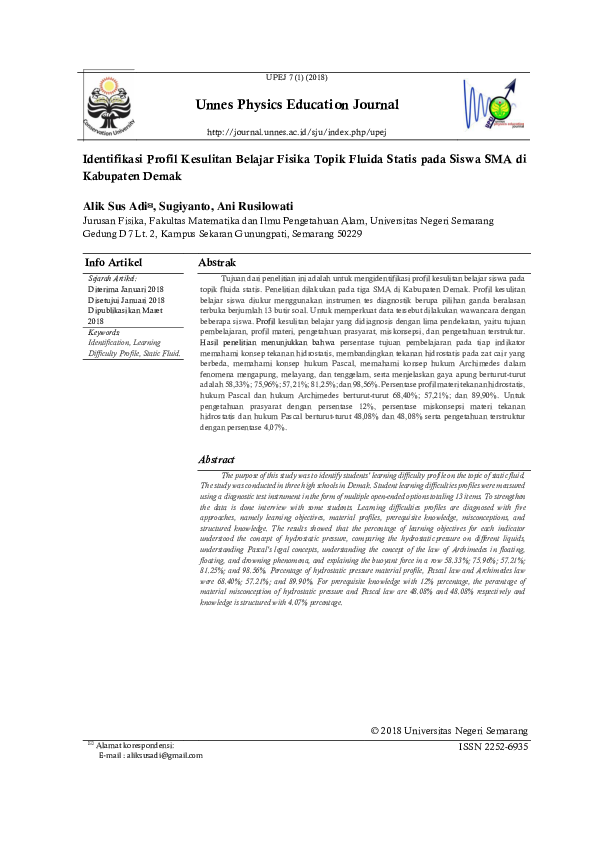 (PDF) Unnes Physics Education Journal Identifikasi Profil Kesulitan ...