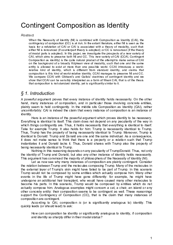 (PDF) Contingent Composition as Identity (Synthese)