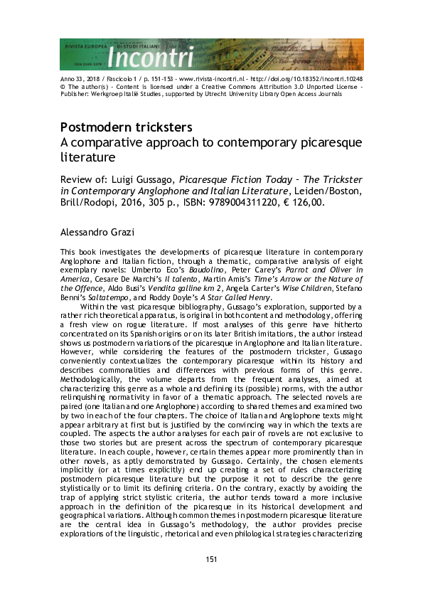 (PDF) Postmodern tricksters: a comparative approach to contemporary ...