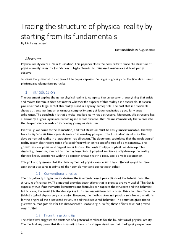 (PDF) Tracing the structure of physical reality by starting from its ...