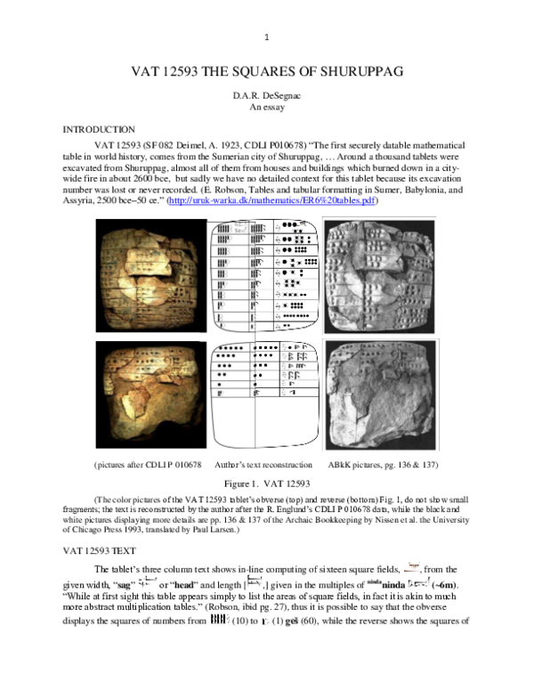 (PDF) VAT 12593 THE SQUARES OF SHURUPPAG