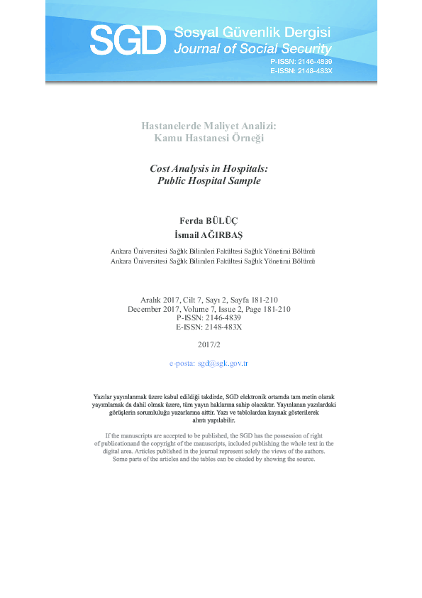 (PDF) Cost Analysis in Hospitals: Public Hospital Sample