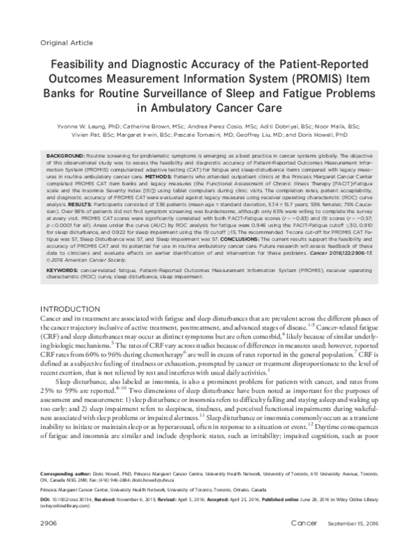 (PDF) Feasibility and Diagnostic Accuracy of the Patient-Reported ...