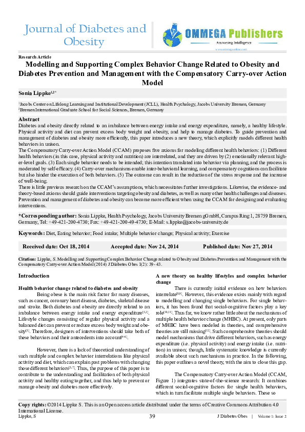 (PDF) Modelling and Supporting Complex Behavior Change Related to ...