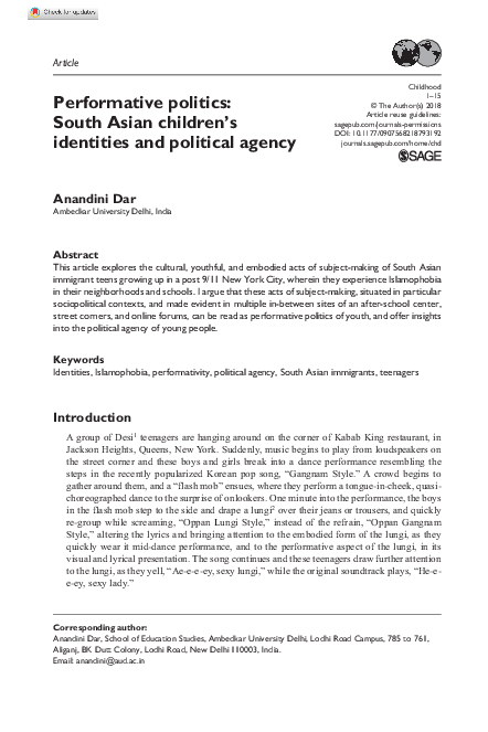 (PDF) Performative politics: South Asian children's identities and ...
