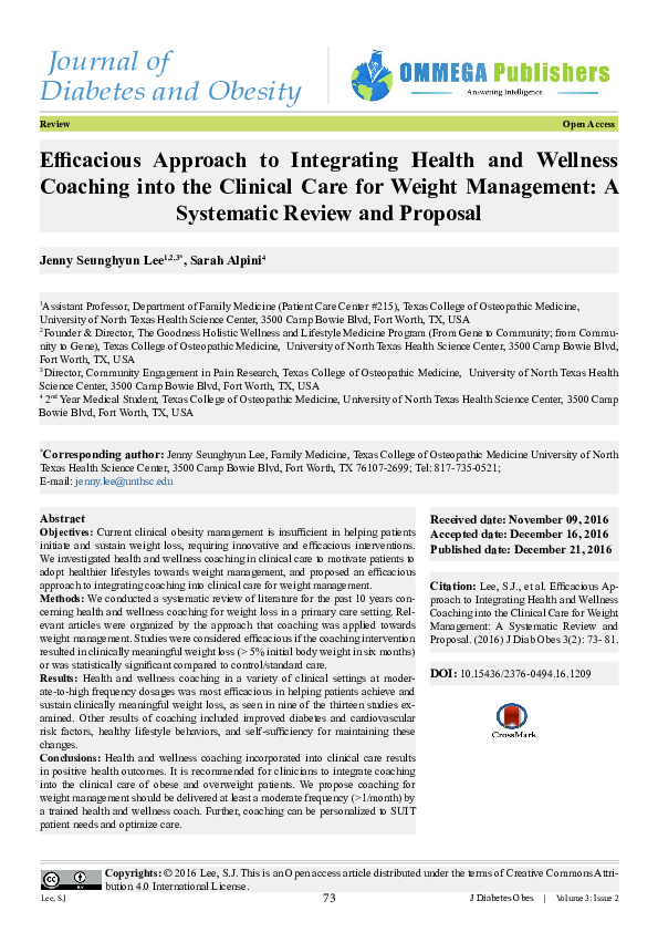 (PDF) Efficacious Approach to Integrating Health and Wellness Coaching ...
