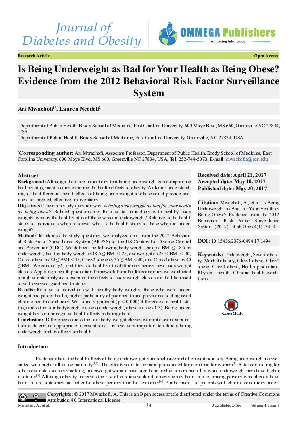 (PDF) Is Being Underweight as Bad for Your Health as Being Obese ...
