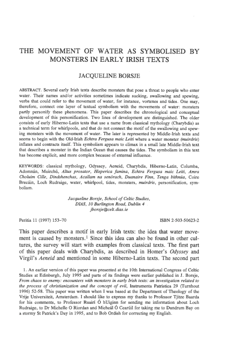 (PDF) The movement of waters as symbolised by monsters in early Irish texts