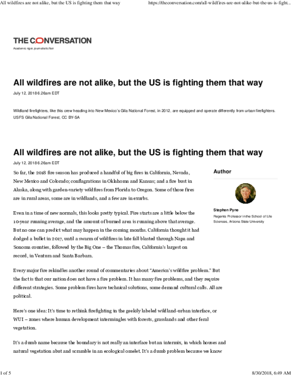 (PDF) The two cultures of fire | Stephen Pyne - Academia.edu