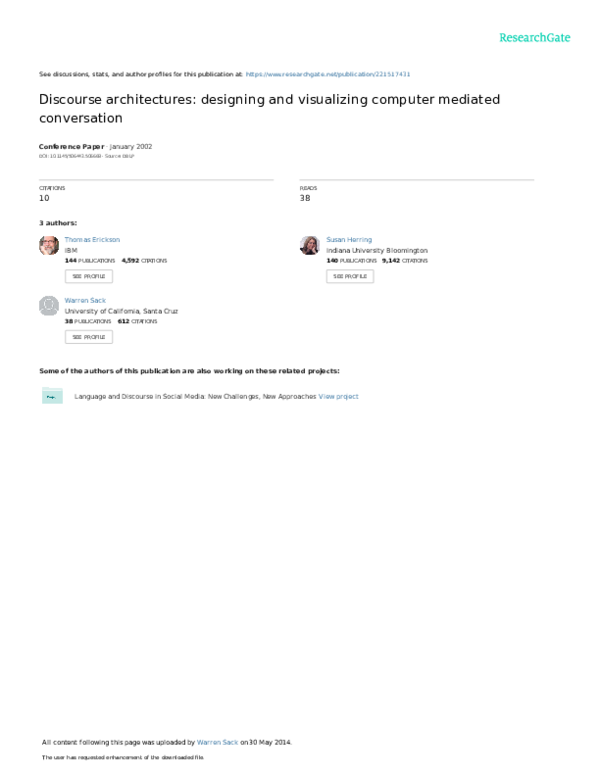 (PDF) Discourse architectures