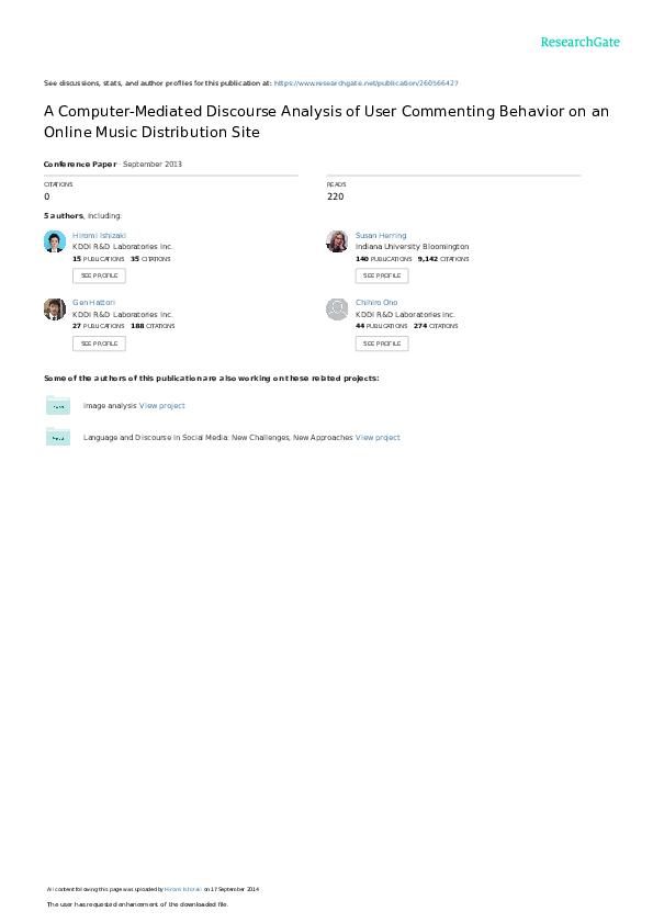 (PDF) A Computer-Mediated Discourse Analysis of User Commenting ...