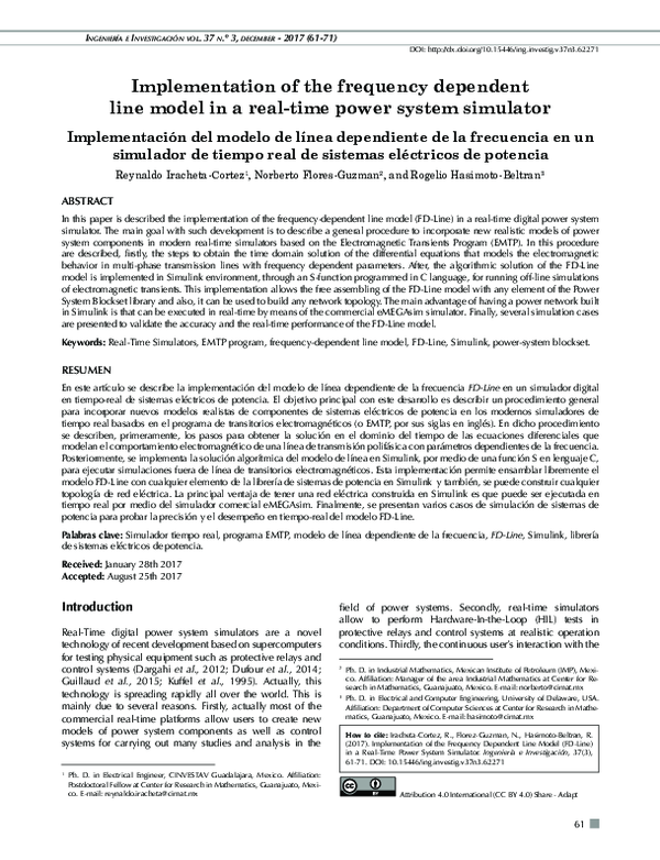 (PDF) Implementation of the frequency dependent line model in a real-time power system simulator