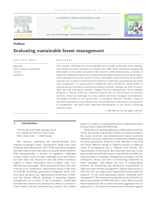 (PDF) Evaluating sustainable forest management