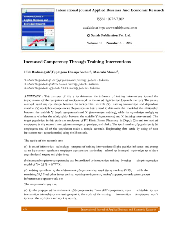 (PDF) INCREASED COMPETENCY THROUGH TRAINING INTERVENTIONS