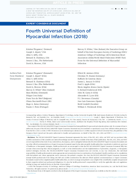 (PDF) Fourth Universal Definition of Myocardial Infarction (2018