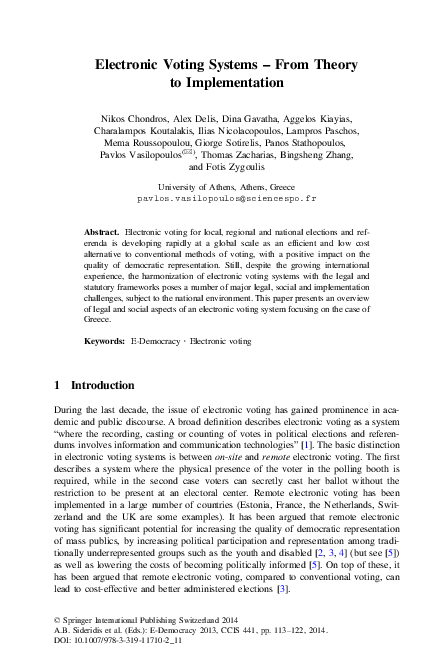(PDF) Electronic Voting Systems – From Theory to Implementation