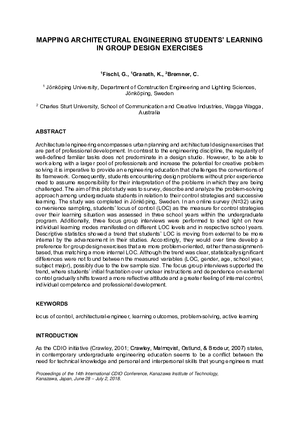 (PDF) MAPPING ARCHITECTURAL ENGINEERING STUDENTS' LEARNING IN GROUP ...