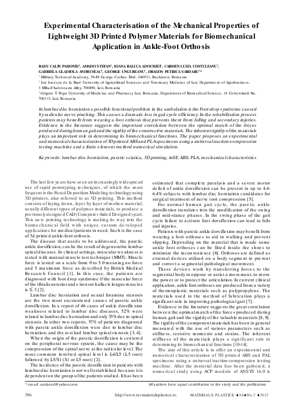 (PDF) Experimental Characterisation of the Mechanical Properties of Lightweight 3D Printed ...