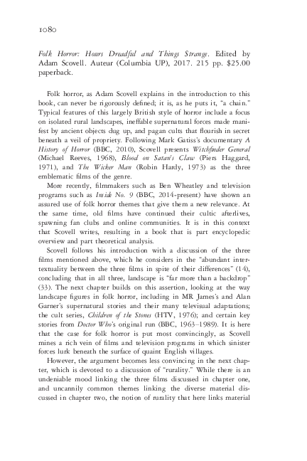 (PDF) Review: Folk Horror: Hours Dreadful and Things Strange by Adam ...