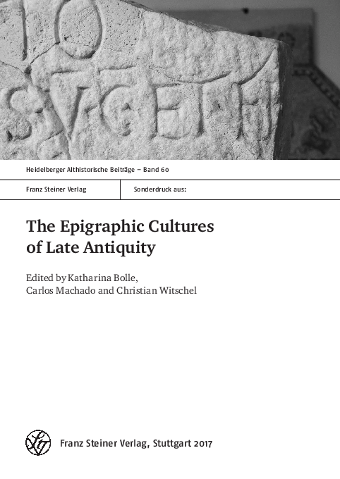 (PDF) Christian and Late Antique Epigraphies