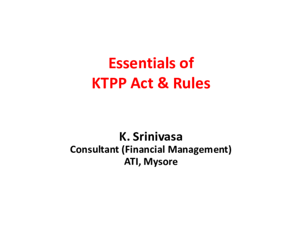 (PDF) Essentials of KTPP Act & Rules Consultant (Financial Management ...