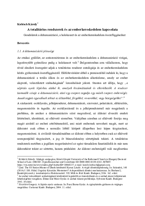 (PDF) Kubisch Károly: Elméleti összegzés a totalitárius rendszer ...