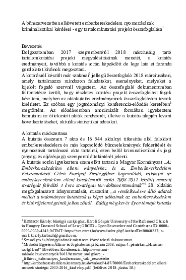 (PDF) Kubisch Károly: Bűnszervezetben elkövetett emberkereskedelem ...