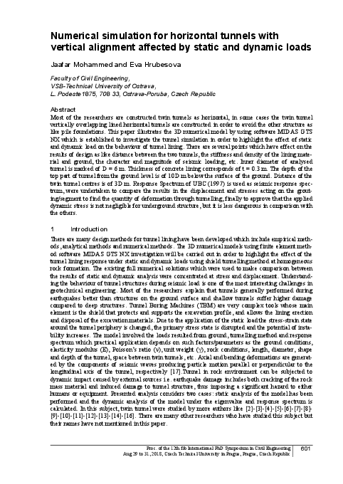 (PDF) Numerical simulation for horizontal tunnels with vertical alignment affected by static and ...
