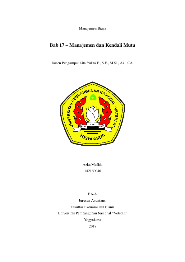 Doc Manajemen Biaya Bab 17 Manajemen Dan Kendali Mutu