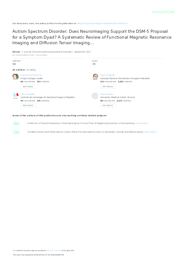 (PDF) Autism Spectrum Disorder: Does Neuroimaging Support the DSM-5 ...