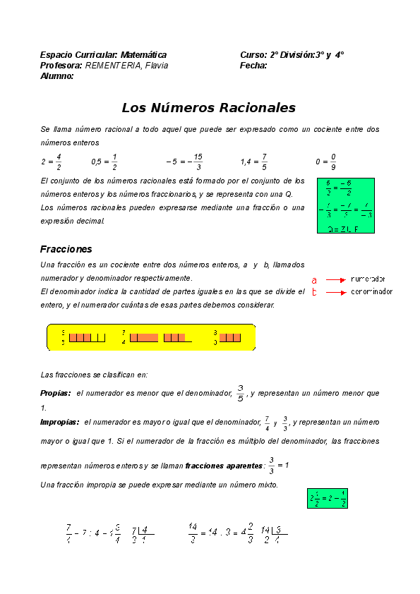 (DOC) Los Números Racionales