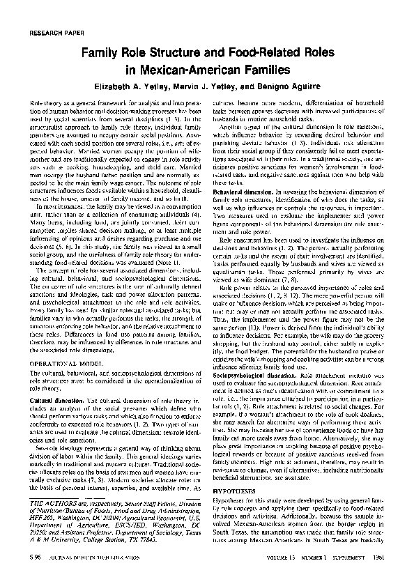 (PDF) Family role structure and food-related roles in Mexican-American ...