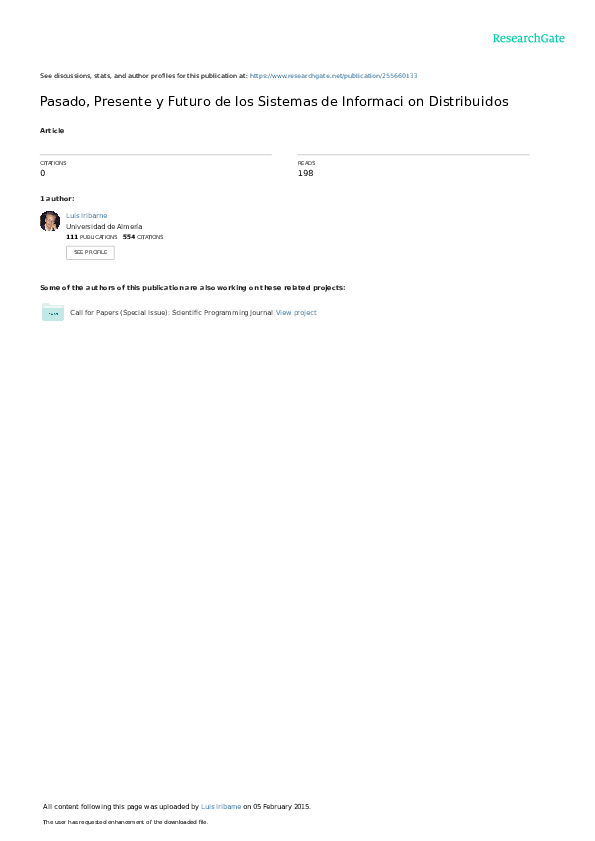 (PDF) Pasado, Presente y Futuro de los Sistemas de Informaci on Distribuidos