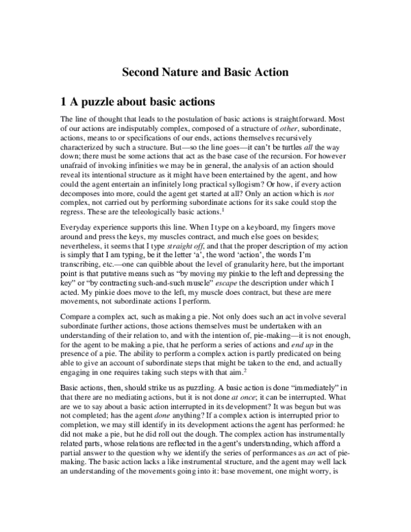 (DOC) Second Nature and Basic Action (penultimate version) | ben ...