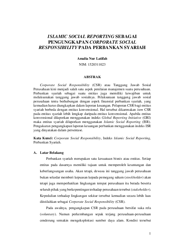 (PDF) ISLAMIC SOCIAL REPORTING SEBAGAI PENGUNGKAPAN CORPORATE SOCIAL ...