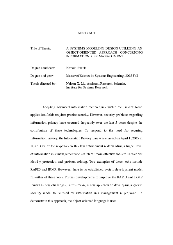 (PDF) ABSTRACT Title of Thesis: A SYSTEMS MODELING DESIGN UTILIZING AN ...