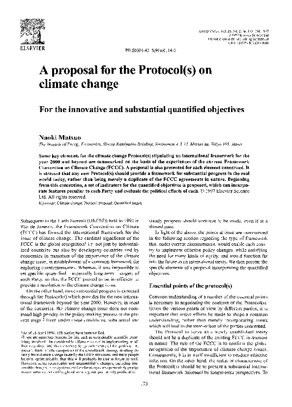 (PDF) A proposal for the Protocol(s) on climate change