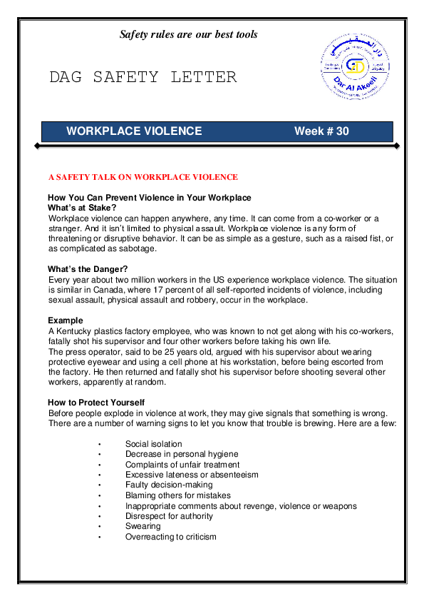 (PDF) DAG SAFETY LETTER