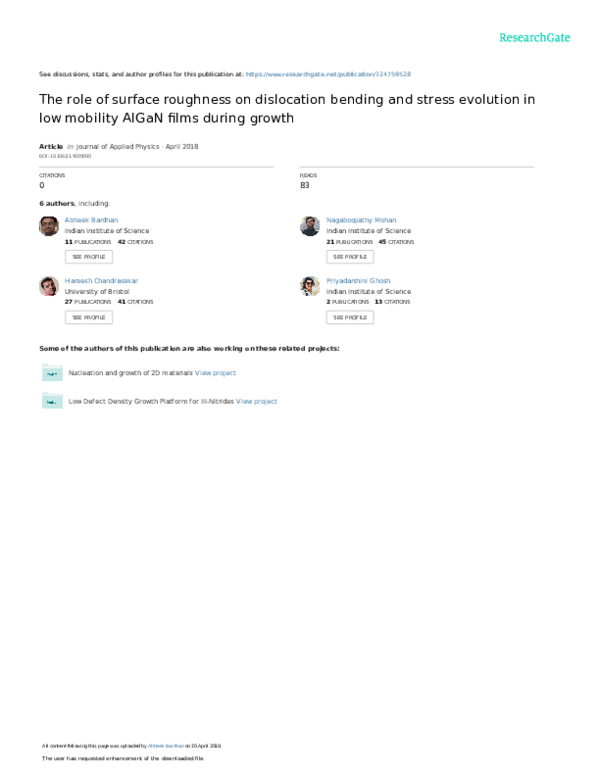(PDF) The Role of Surface Roughness on Dislocation Bending and Stress ...