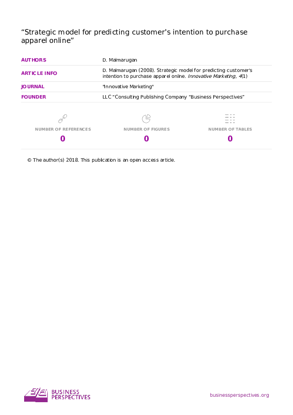 Pdf Strategic Model For Predicting Customers Intention To Purchase