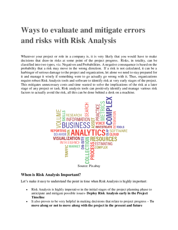 (DOC) Ways to evaluate and mitigate errors and risks with Risk Analysis