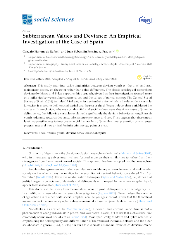 (PDF) Subterranean Values and Deviance: An Empirical Investigation of ...