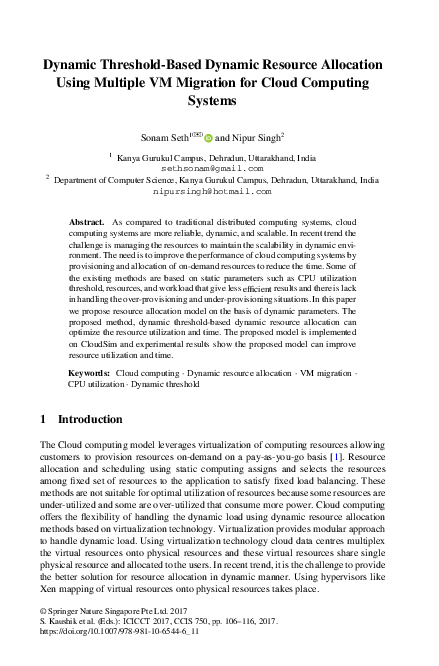Pdf Dynamic Resource Allocation In Cloud Systems