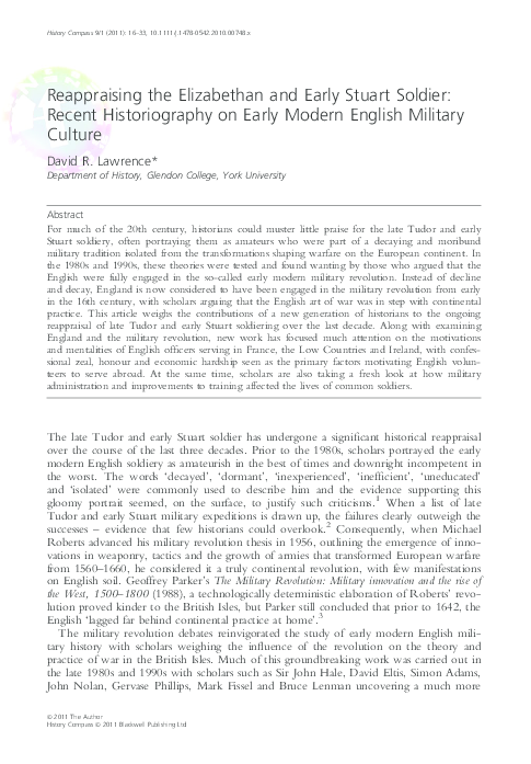 (PDF) “Reappraising the Elizabethan and Early Stuart Soldier: Recent ...