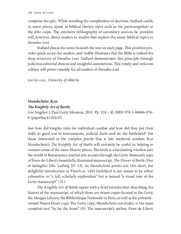 (PDF) Review of The Knightly Art of Battle, by Ken Mondschein ...