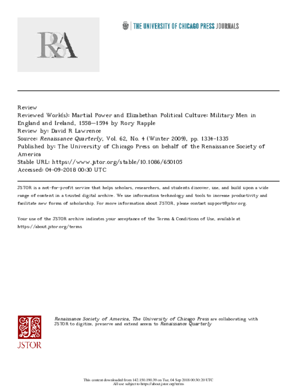 (PDF) Review of Martial Power and Elizabethan Political Culture ...