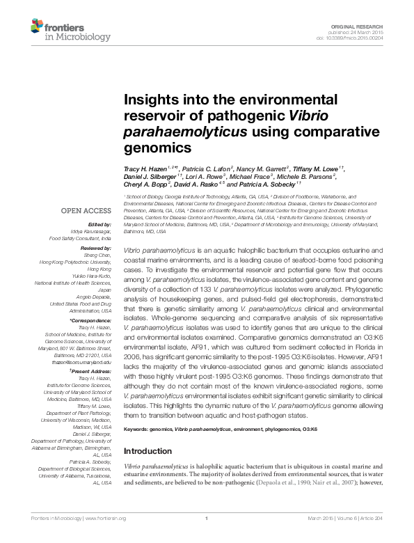 (PDF) Insights into the environmental reservoir of pathogenic Vibrio parahaemolyticus using ...