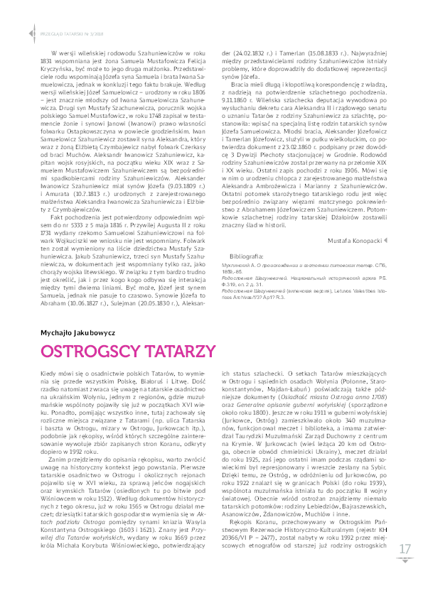 (PDF) Ostrogscy Tatarzy [Tatars from Ostrog, in Polish]