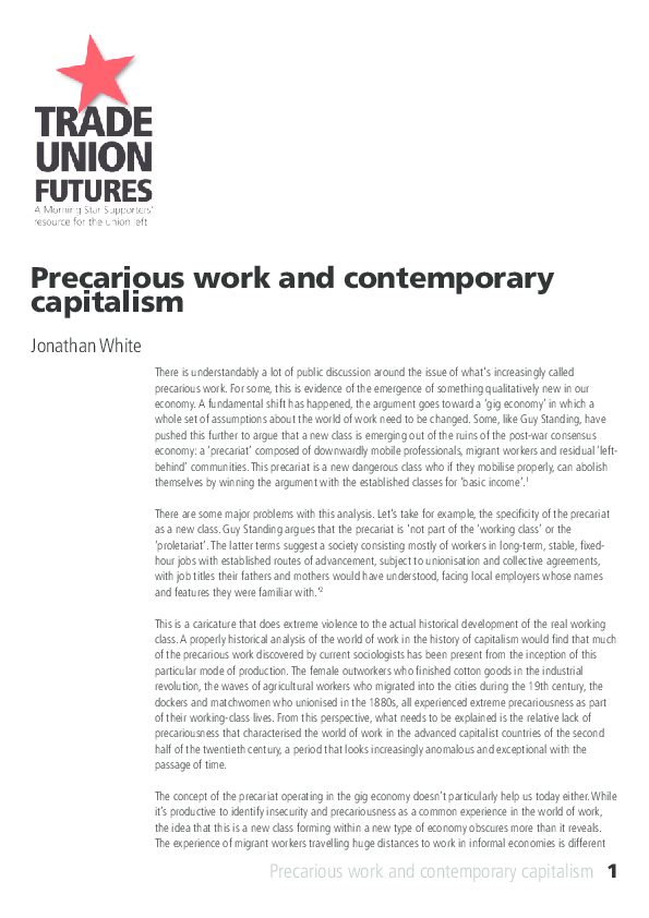 (PDF) Precarious work and contemporary capitalism
